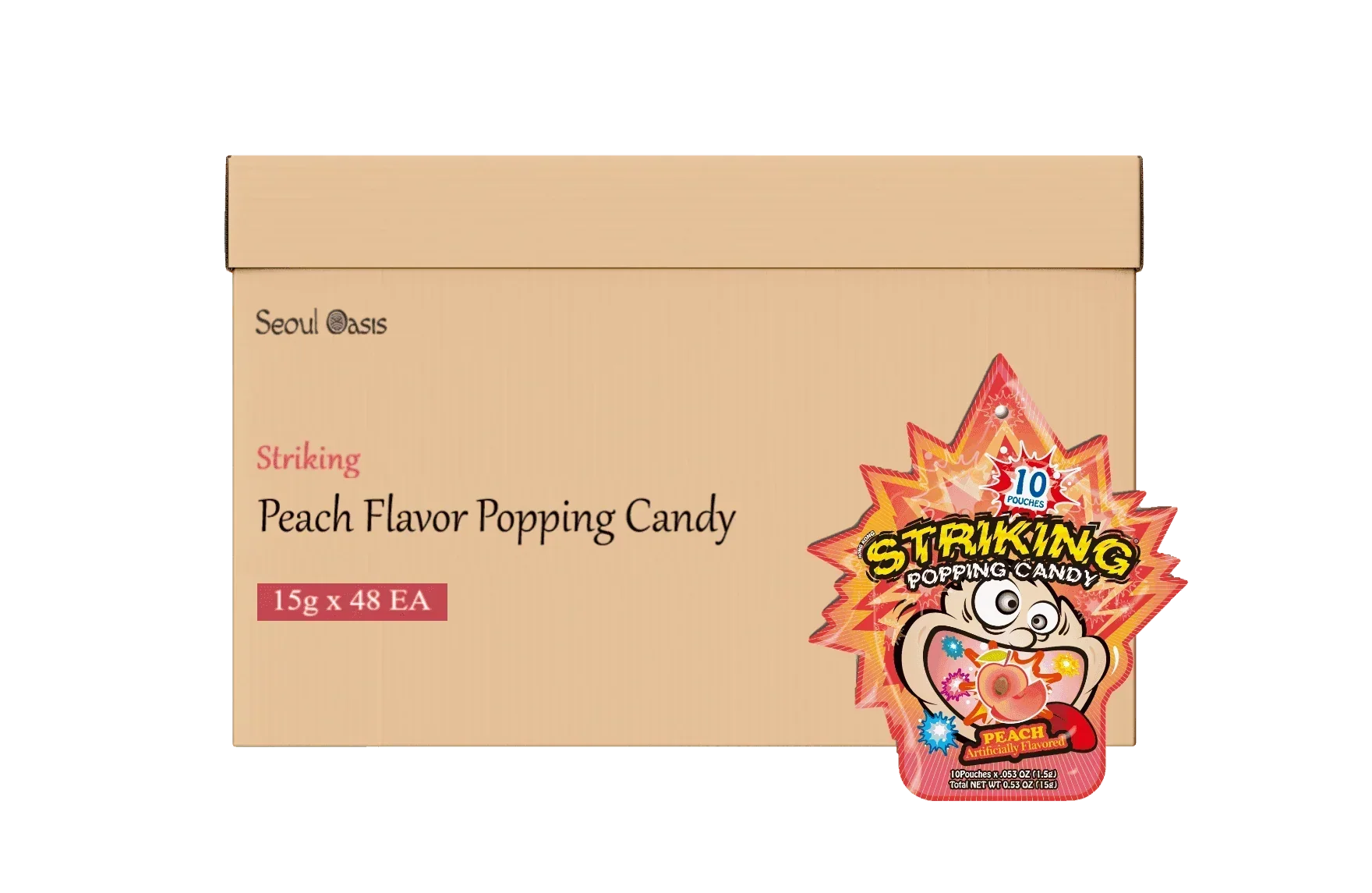 Striking Peach Flavored Popping Candy 15g - Carton of 48 packs | Seoul ...